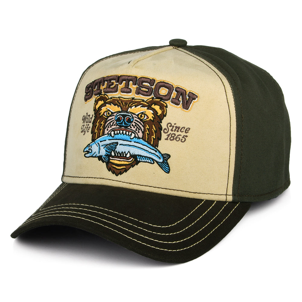 Stetson Wild Life Snapback Cap - Beige-Olivgrün-Braun – Hüte und Mützen